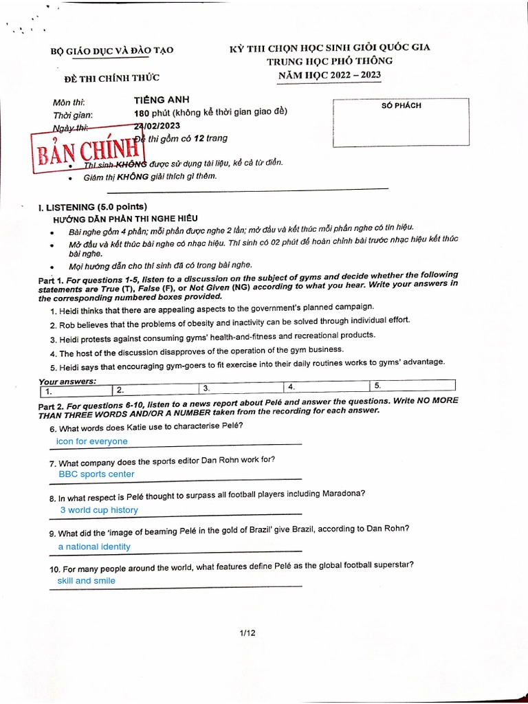 Đề HSG QG 2023 | PDF