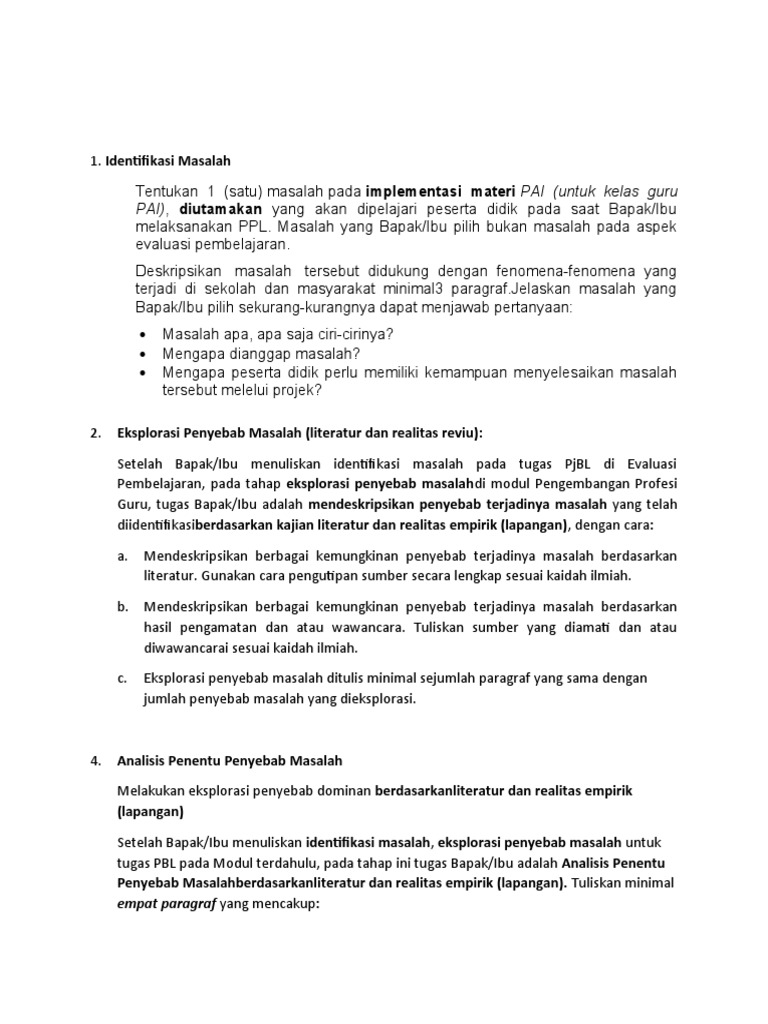 Contoh Tugas PjBL PAI SD | PDF