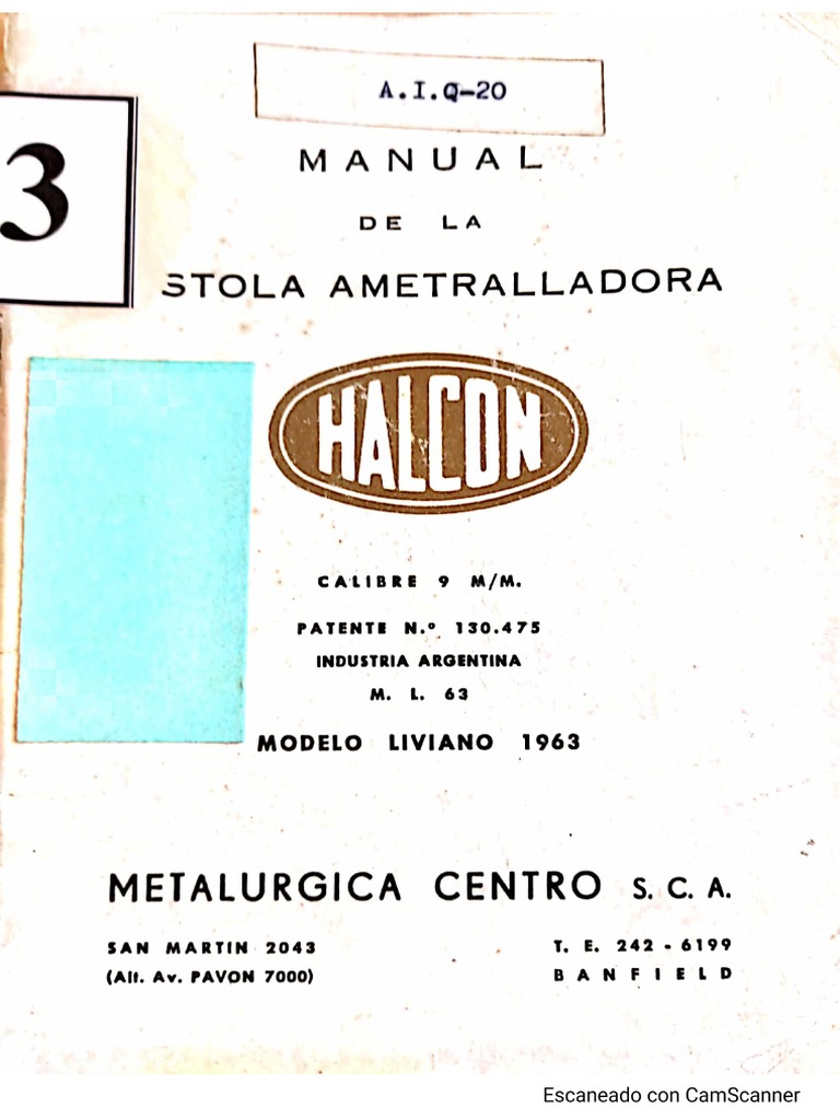 Manual Pistola Ametralladora Halcon 63 | PDF