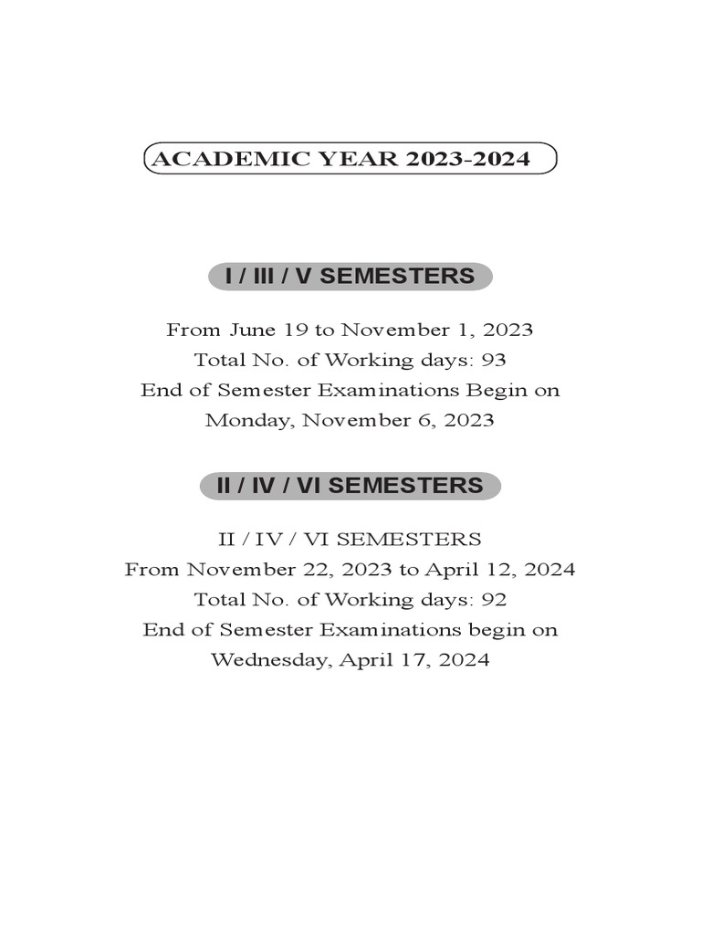 MCC Academic Calendar 2023-2024 | PDF | Academic Term | Business