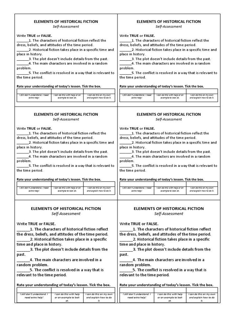 Historical Fiction Self-Assessment | PDF | Plot (Narrative) | Cognition