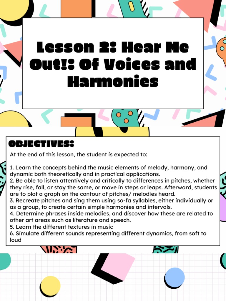 Lesson 2 Hear Me Out of Voices and Harmonies | PDF | Harmony | Chord ...