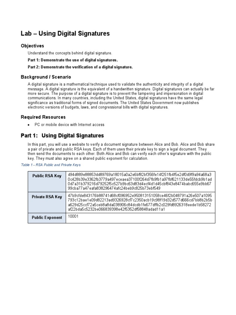 Lab Using Digital Signatures | PDF | Public Key Cryptography ...