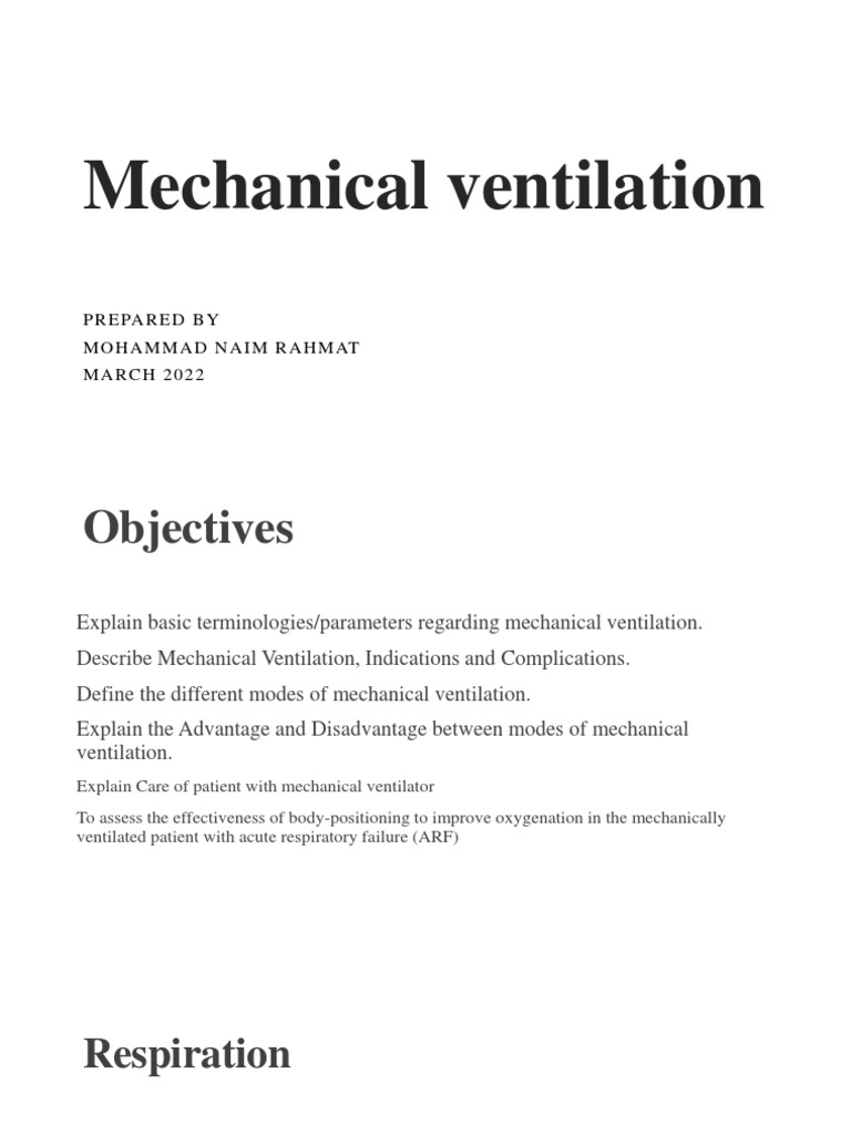 Mechanical ventilation revised.pptx new 2020 | PDF | Exhalation | Breathing