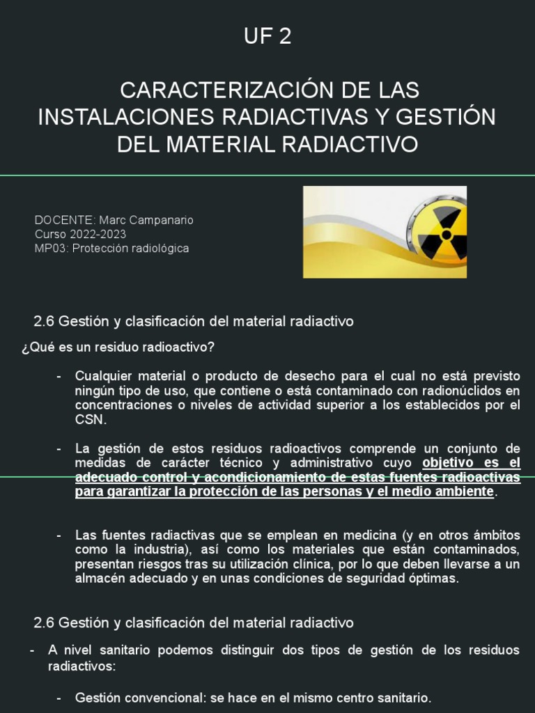 Uf 2 Gestión Del Material Radiactivo | PDF | Residuos radiactivos ...