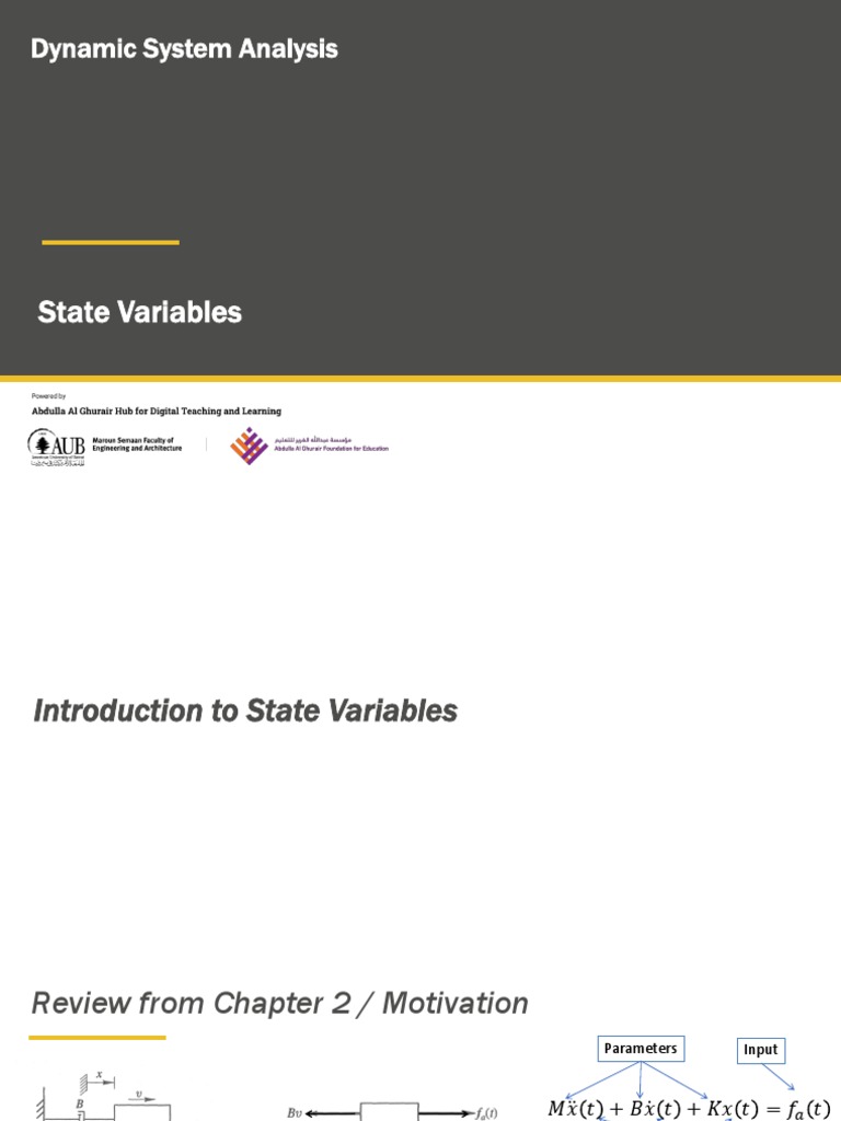 Ch.3.1 Introduction To State Variables | PDF | Equations | Variable ...