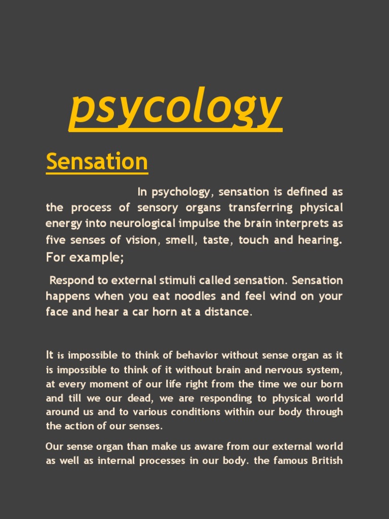 Sensation, Perception, Attention Psychology | PDF | Senses | Perception