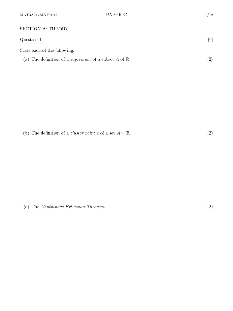 Exam C | Download Free PDF | Limit (Mathematics) | Continuous Function