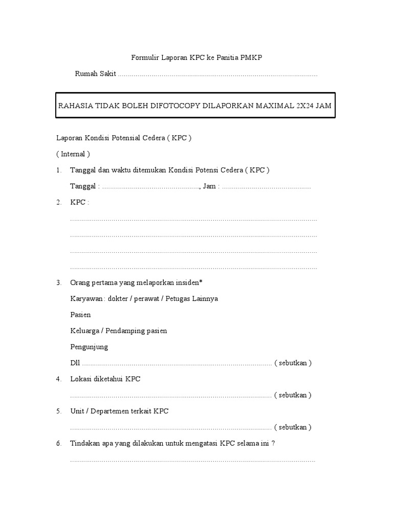 Formulir Laporan KNC | PDF