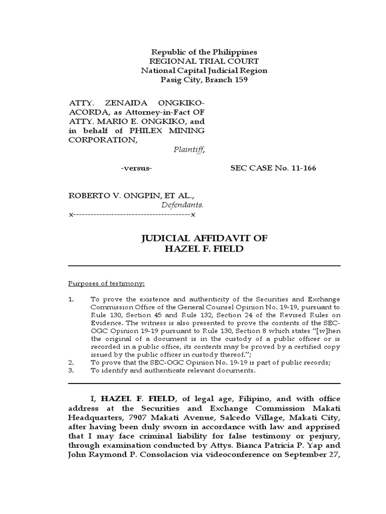 (Final) Judicial Affidavit (Template) | PDF | Affidavit | Perjury