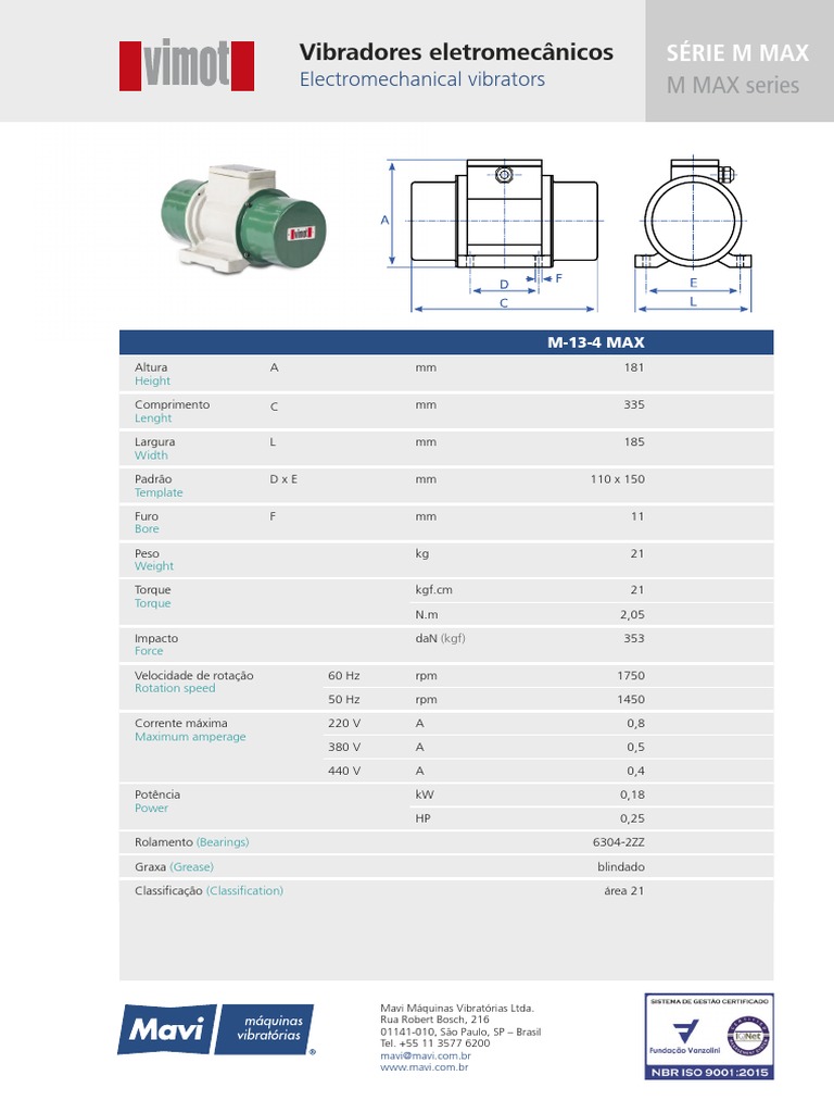 Vibradores Eletromecânicos Mavi Máquinas | PDF | Engenharia Mecânica ...