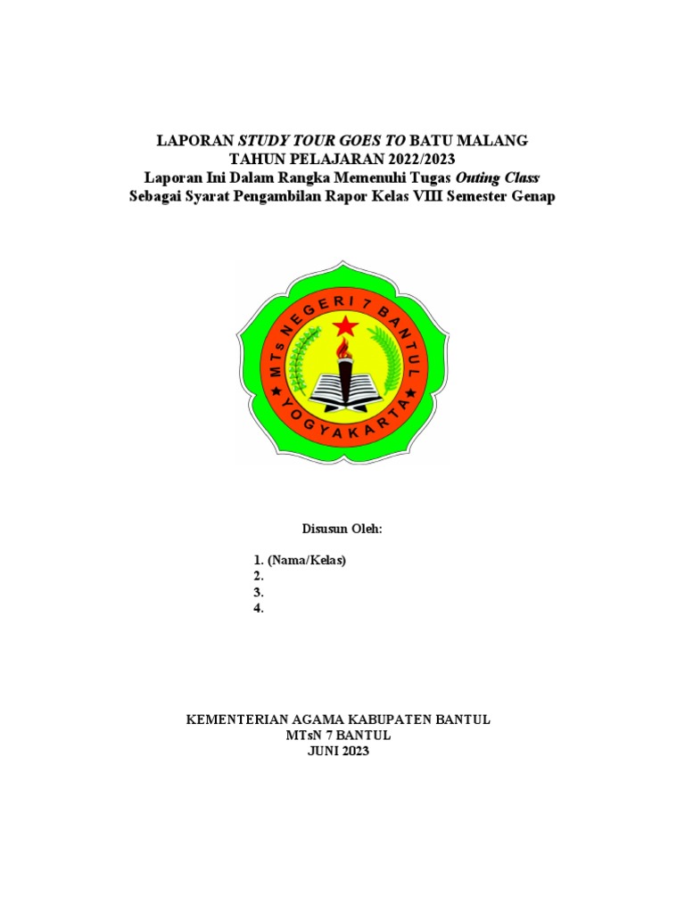 Templete Laporan Study Tour Kelas Viii | PDF
