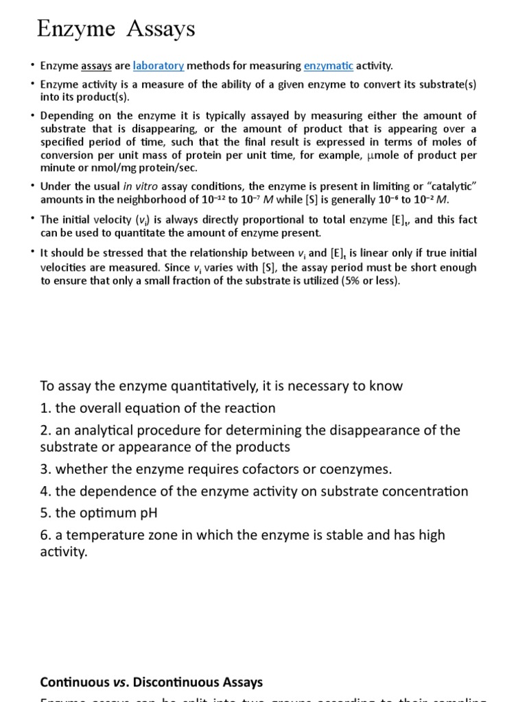 Enzyme Assays | PDF | Enzyme Assay | Enzyme