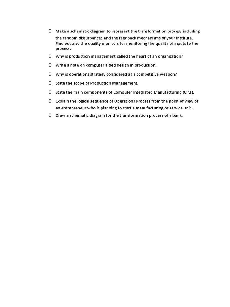 Production and Operations Management Practice Set | PDF | Time | Business