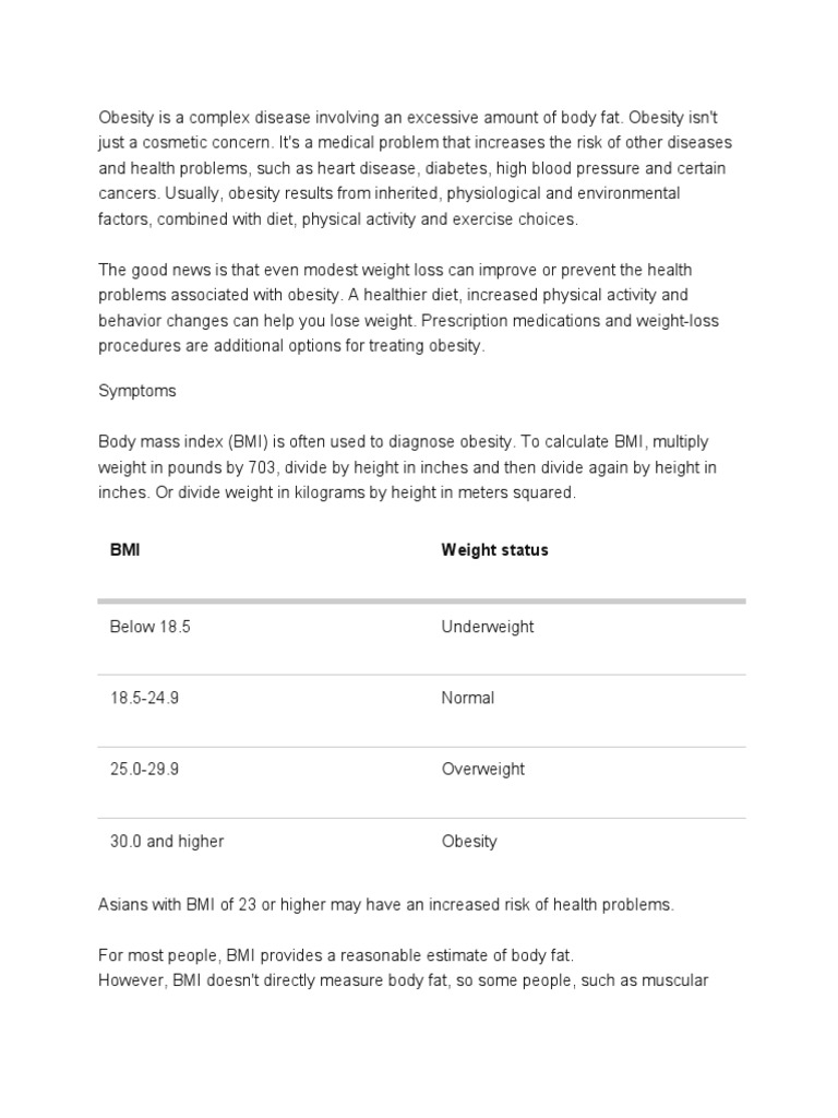 Obesity Notes | PDF | Obesity | Body Mass Index