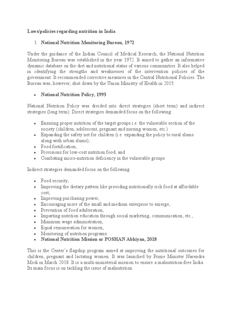 Policies Food and Nutrition | PDF