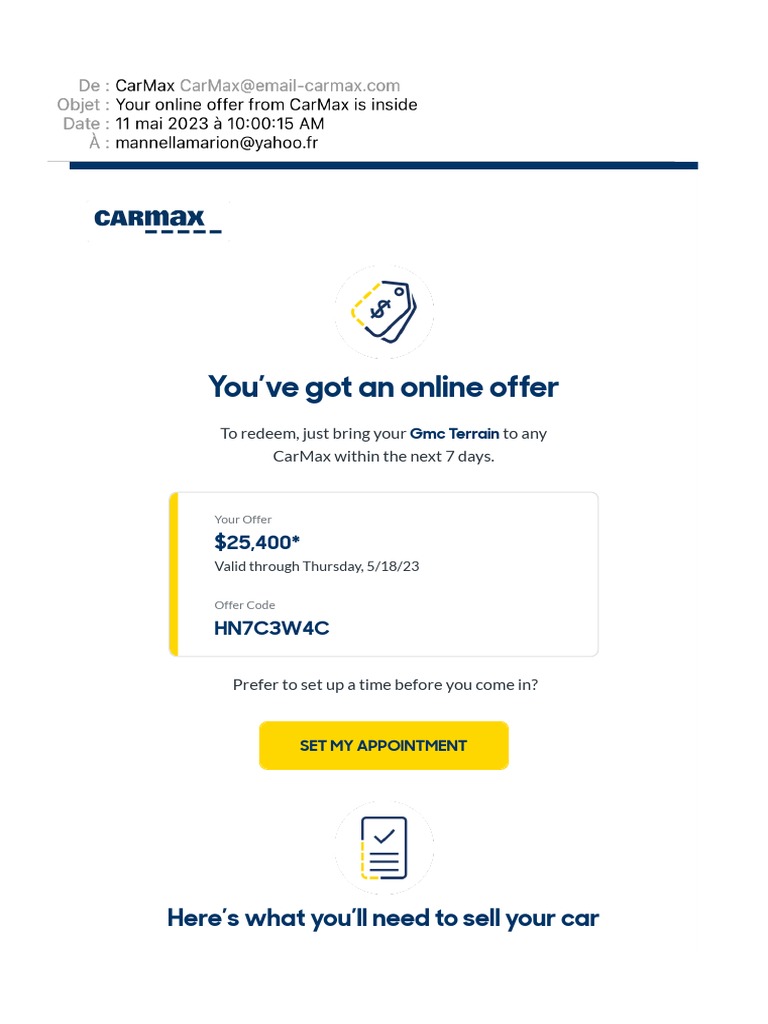 Your Online Offer From CarMax Is Inside | PDF | Business | Law