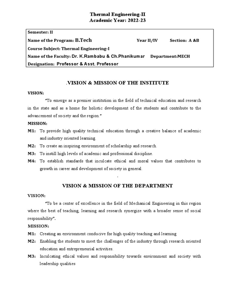Thermal Engineering II Course Overview | PDF | Internal Combustion Engine | Engineering