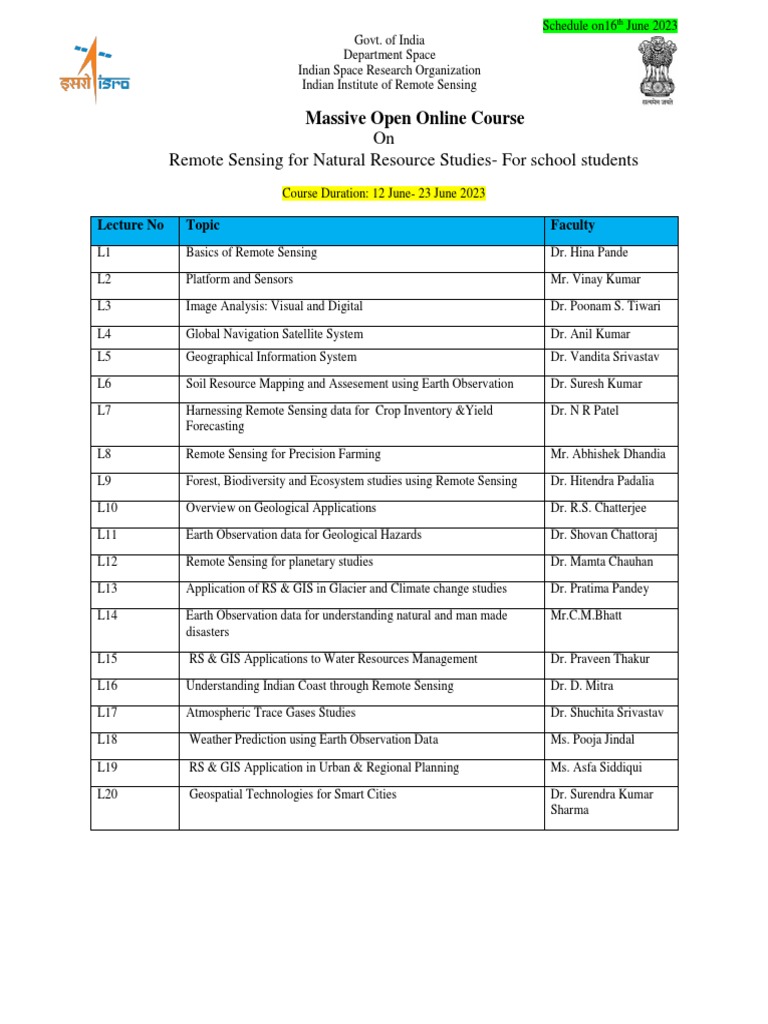 Course Schedule | PDF