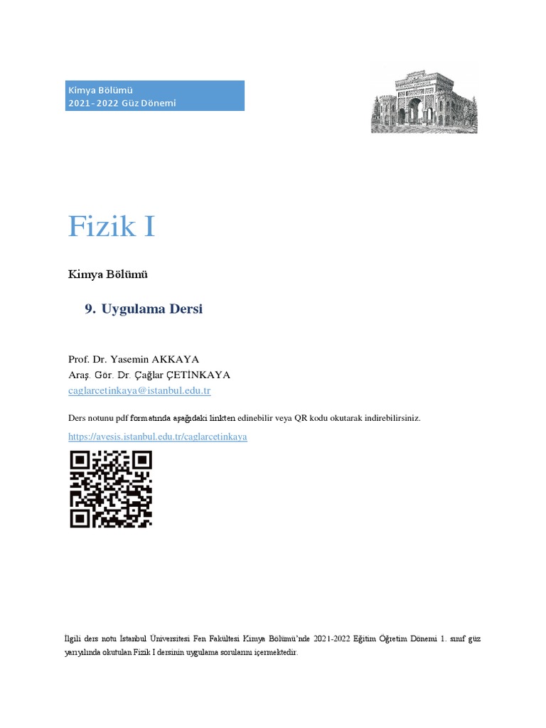 Fizik 1 - 9. Uygulama Dersi | PDF