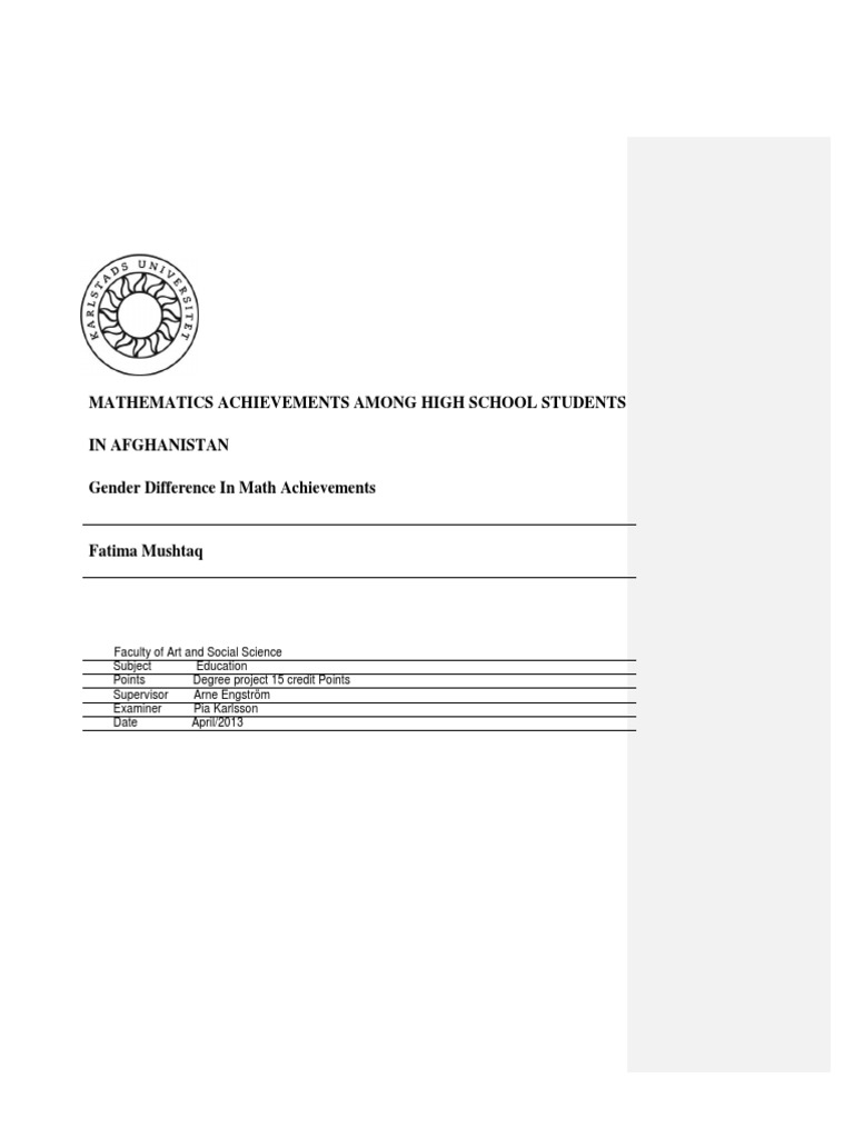 Mathematics Achievements Among High School Students | PDF | Survey ...