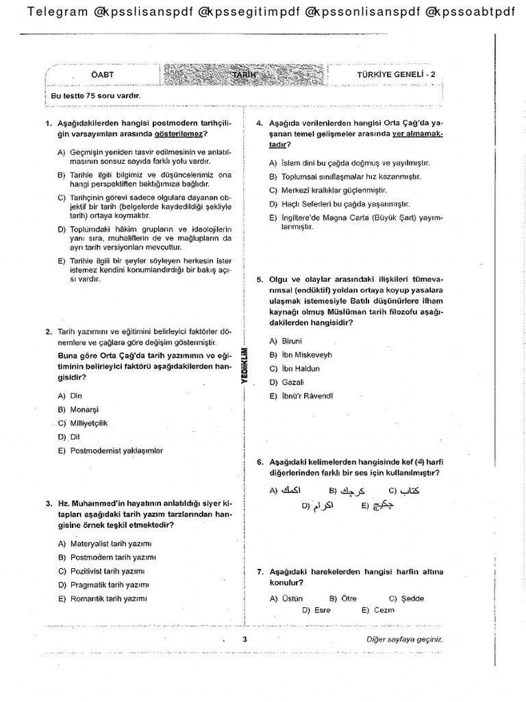 2022 Öabt Yedi̇i̇kli̇m Tari̇h TG2 | PDF