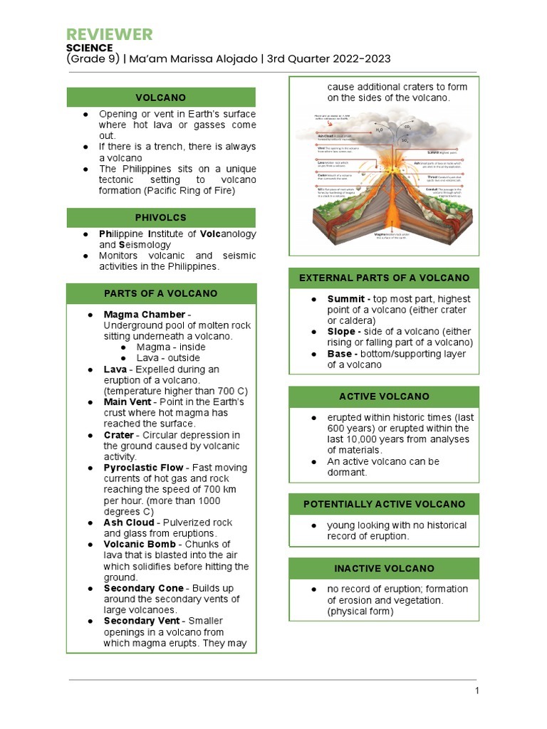 Science Reviewer (3RD Quarter) | PDF | Volcano | Lava