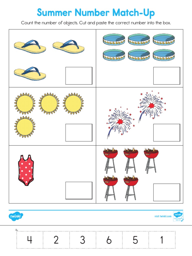 Summer Number Match-Up Answer Key | PDF
