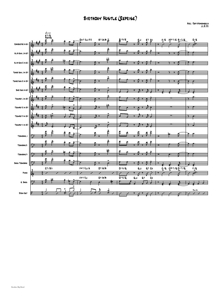Birthday Hustle (Reprise) (Big Band) | PDF