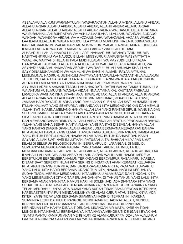 Assalamu Alaikum Waramatulahi Wabarakatuh Allahu Akbar | PDF