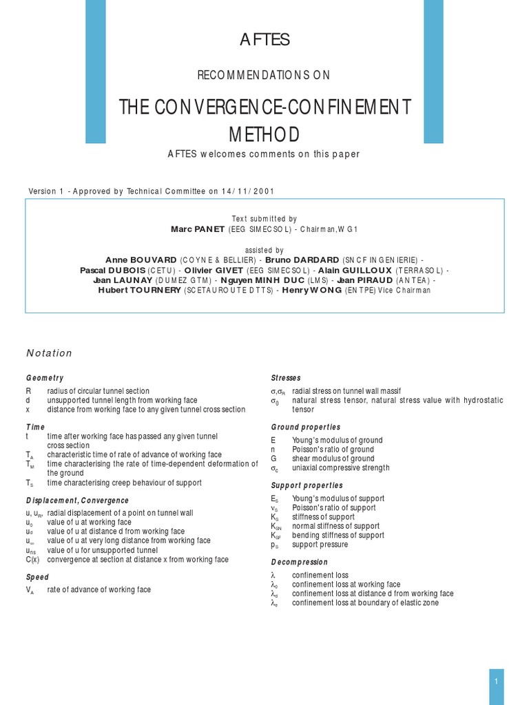 AFTES - Convergence-Confinement Method | PDF