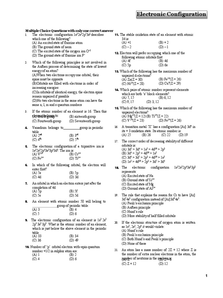 Electronic Configuration New 2025 | PDF | Electron Configuration | Atoms