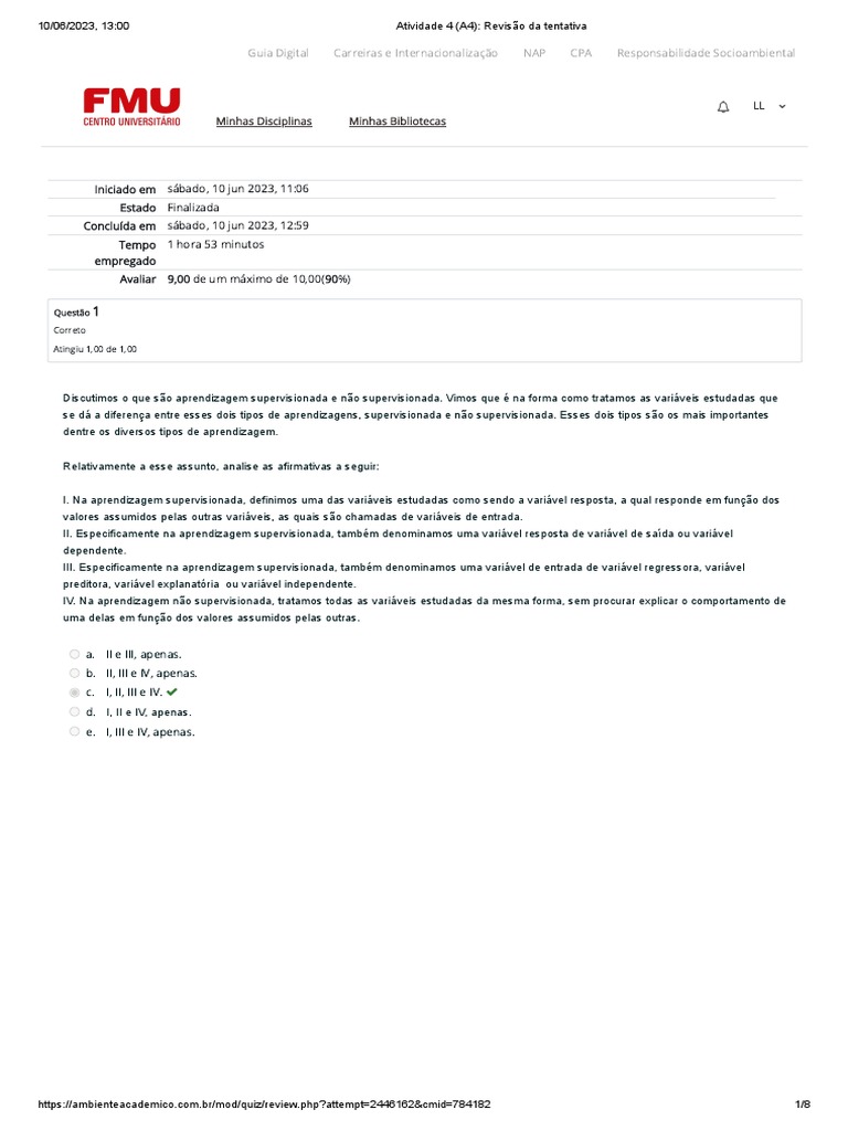 Atividade 4 (A4) - Revisão Da Tentativa | PDF