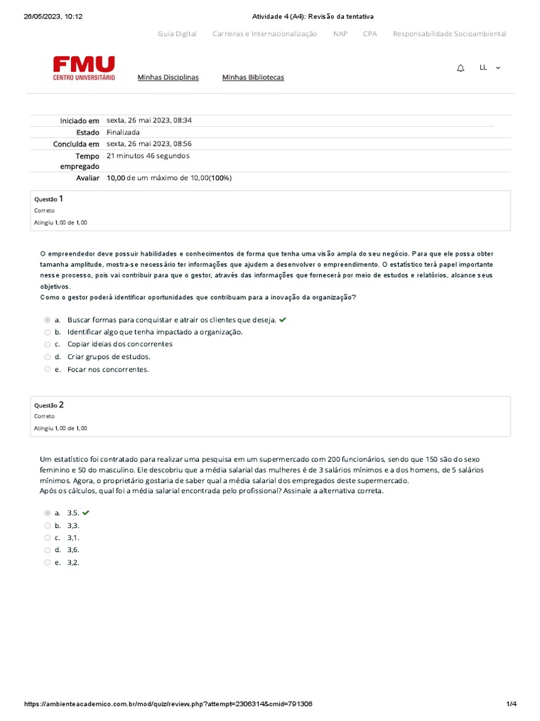 Atividade 4 (A4)_ Revisão Da Tentativa | PDF
