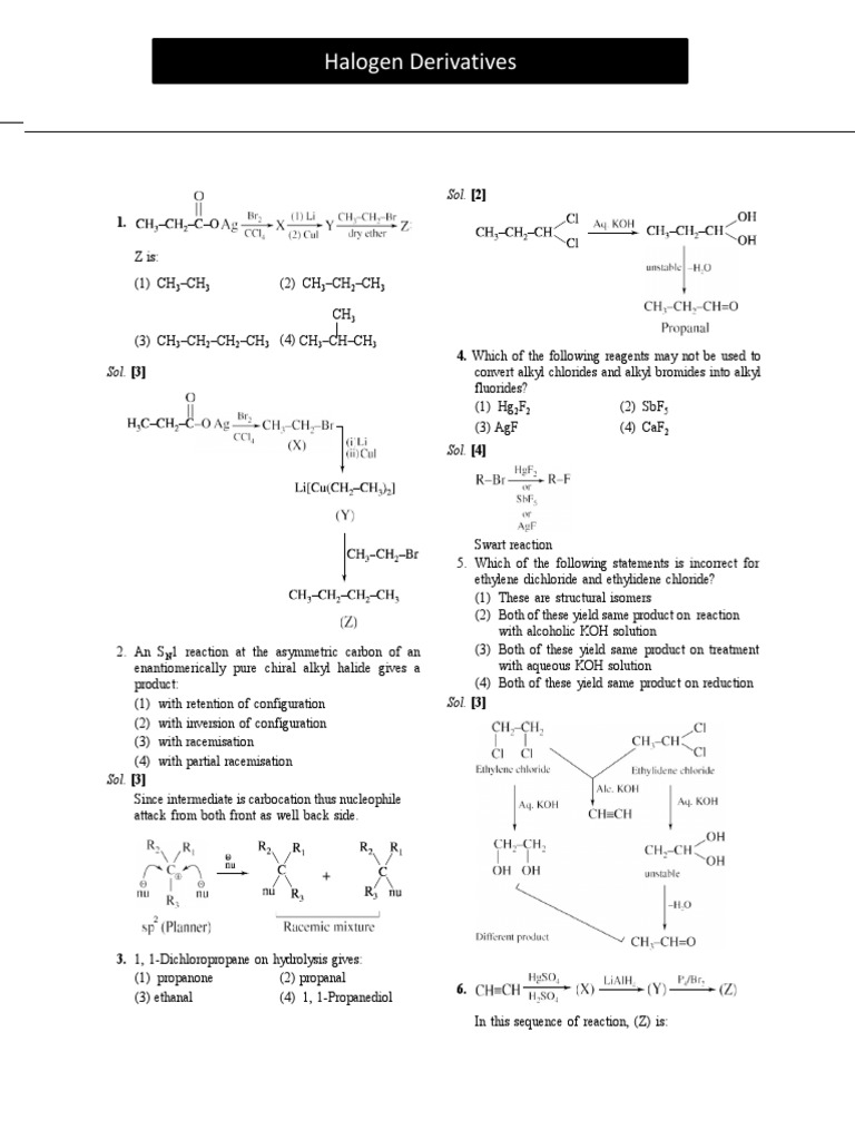 Halogen Derivatives and Organic Hydroxy Compounds | Download Free PDF | Ether | Chemical Reactions