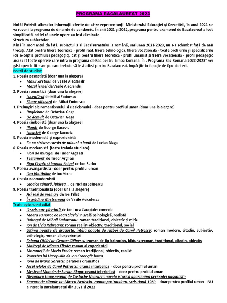 PROGRAMA BACALAUREAT 2023 | PDF