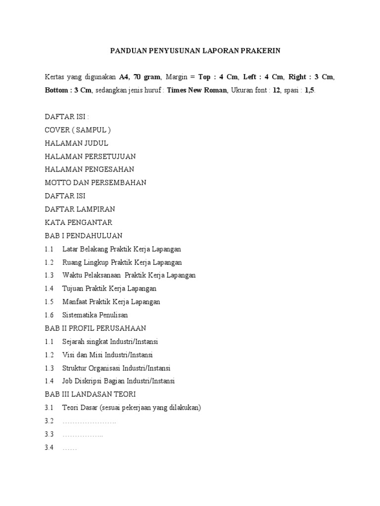 Panduan Penyusunan Laporan Prakerin | PDF