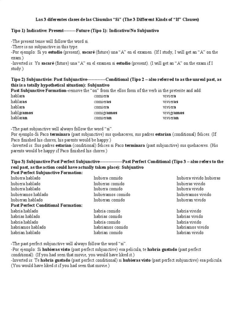 Si Clauses | PDF | Gramática | Mecánica del lenguaje
