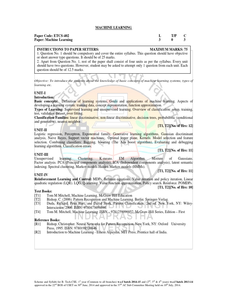 ML Syllabus | PDF | Machine Learning | Principal Component Analysis