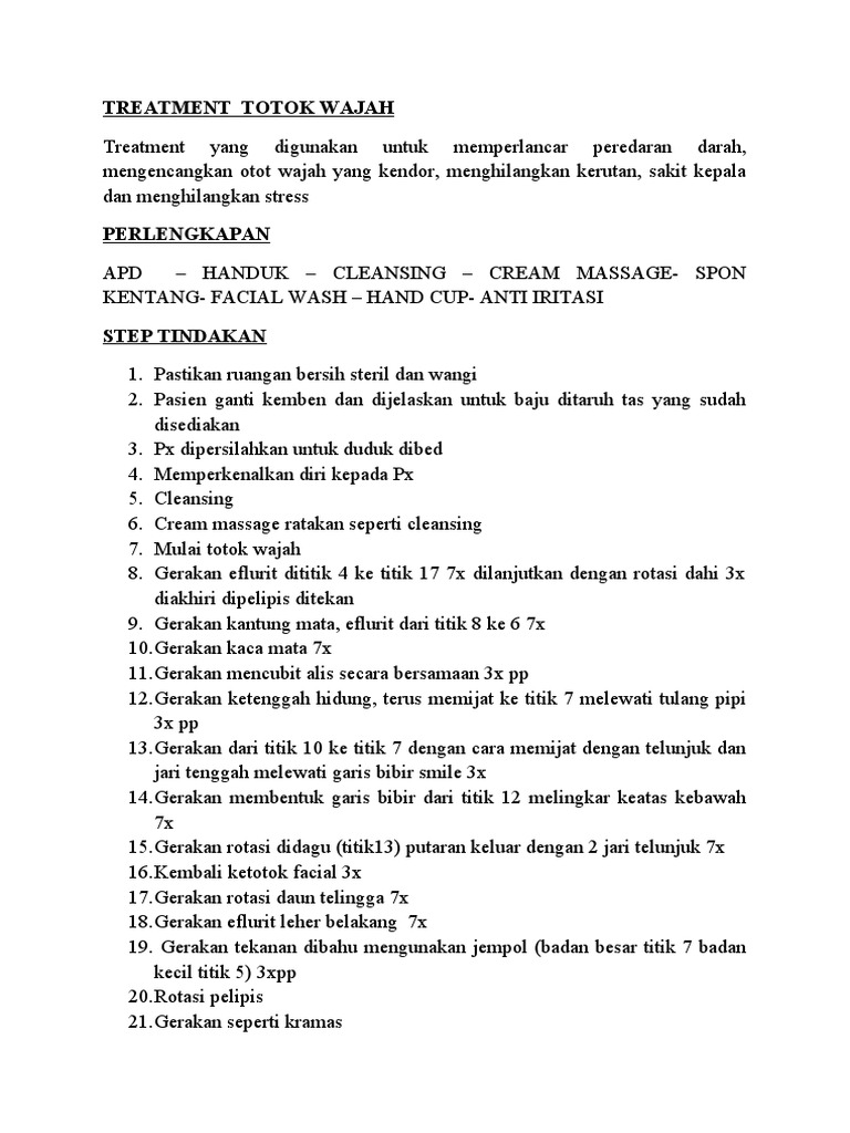 Treatment Totok Wajah | PDF