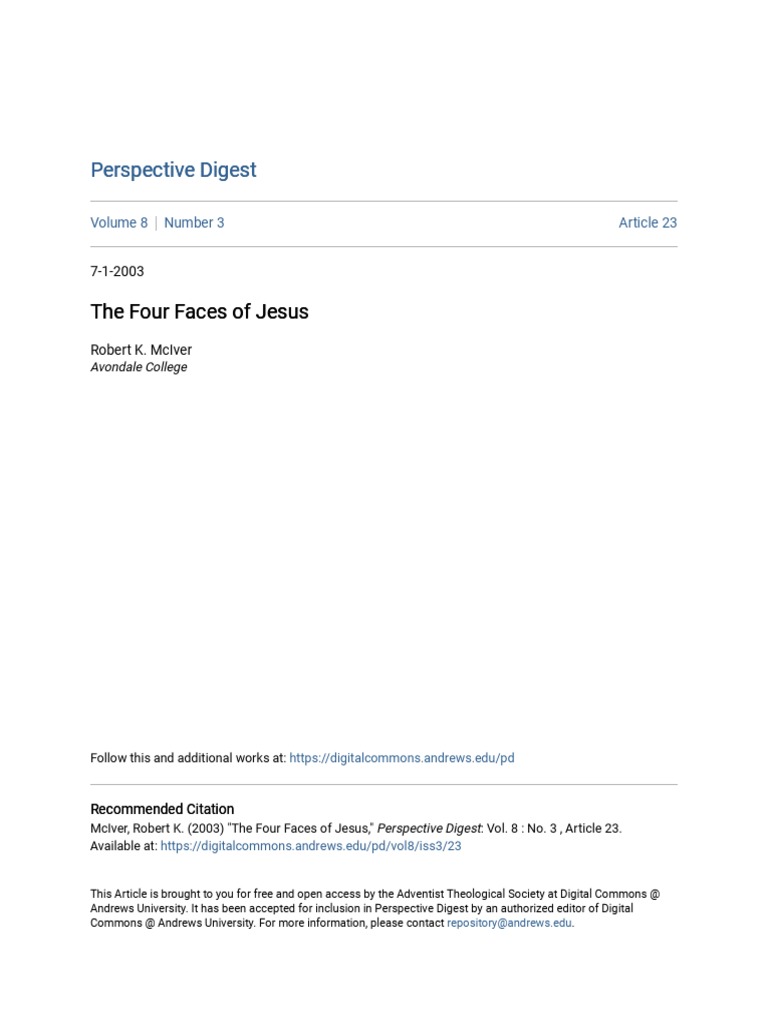 The Four Faces of Jesus Explained | PDF | Gospel Of Matthew | Jesus