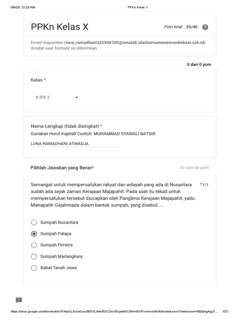 PPKN Latihan Pts | PDF