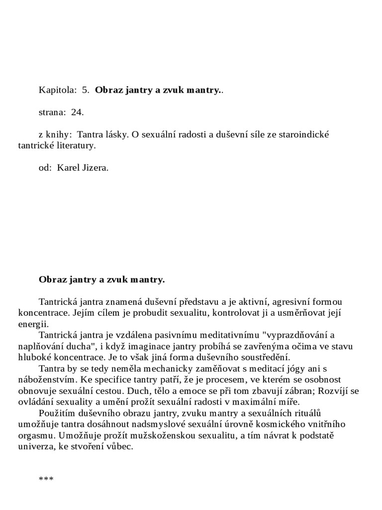 Tantra Lasky - Jizera - (05) Obraz Jantry A Zvuk Mantry. | PDF