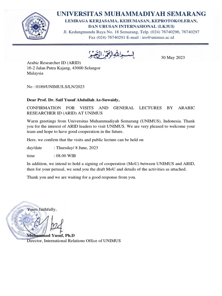 ARID confirmation letter (2) | PDF