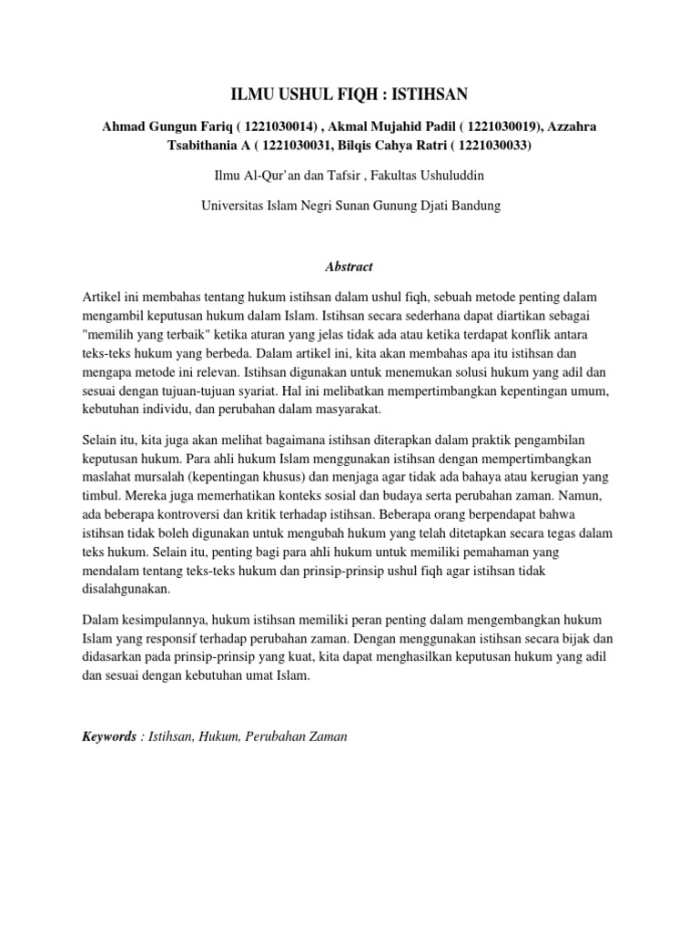 Artikel Ushul Fiqh Istihsan Iat 2a Pdf