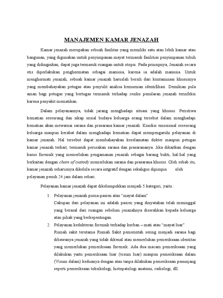 Tugas Manajemen Kamar Jenazah FT Autosaved | PDF