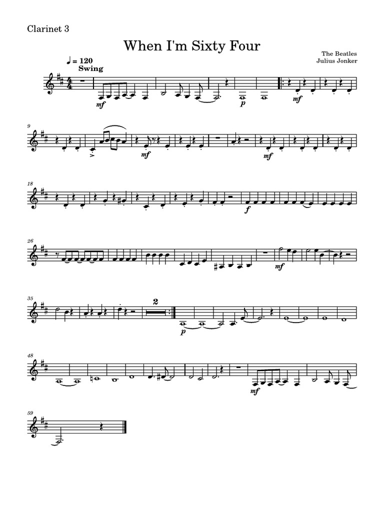 When I'm 64-Clarinet - 3 | PDF