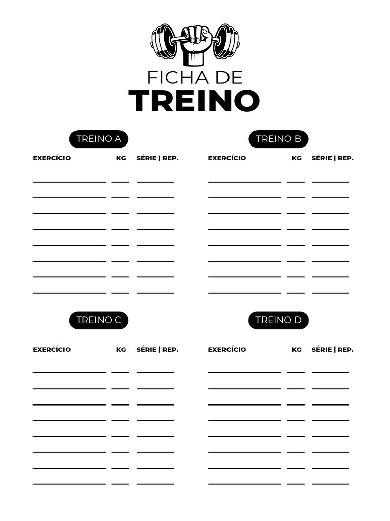 Ficha de Treino Academia Tamanho a4 | PDF