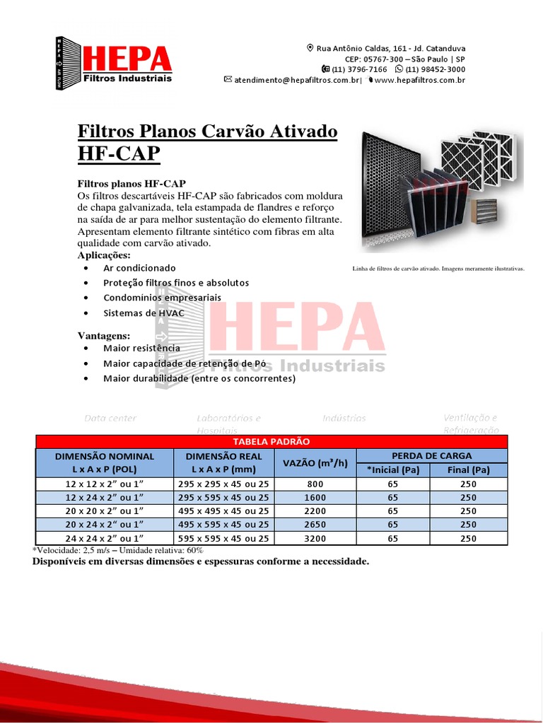 Filtro Grosso Plano HF-CAP | PDF