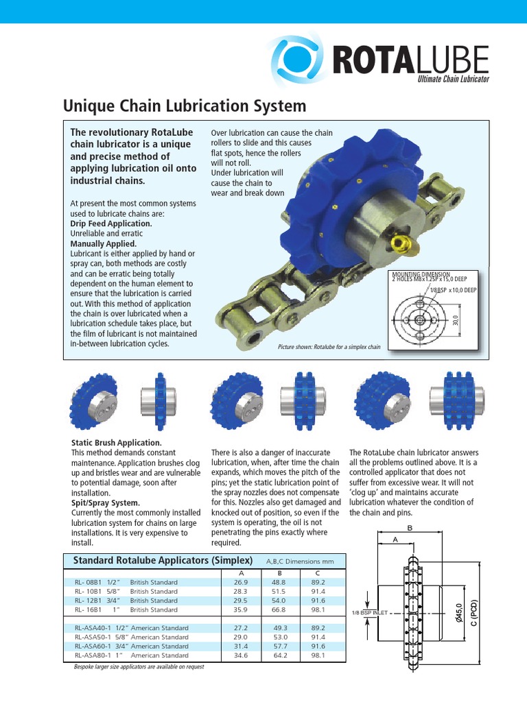 Interlube - Sistema de Lubrificacao de Correntes Rotalube | PDF ...